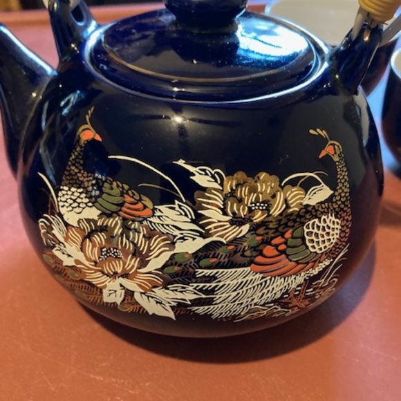 Japanese tea set | Kitchen | Vintage Cobalt Blue Japanese Peacocks ...